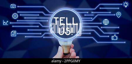 Writing displaying text Tell Us. Business concept Telling your personal ...