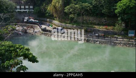 Hot spring pond at Xinbeitou thermal valley in Taiwan Stock Photo - Alamy