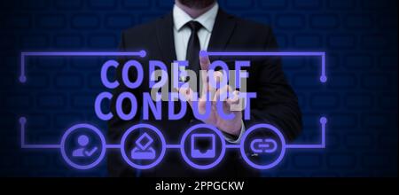 Text showing inspiration Code Of Conduct. Internet Concept Ethics rules ...