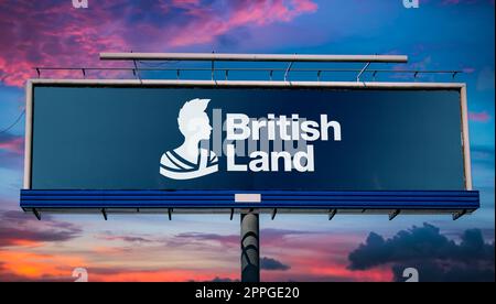 Advertisement billboard displaying logo of The British Land Stock Photo ...