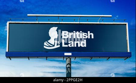 Advertisement billboard displaying logo of The British Land Stock Photo ...