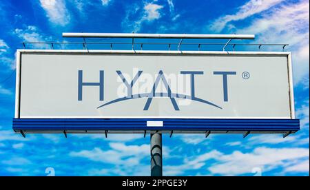 Billboard displaying logo of Hyatt Hotels Stock Photo - Alamy