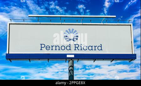 Advertisement billboard displaying logo of Pernod Ricard Stock Photo ...