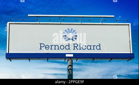 Advertisement billboard displaying logo of Pernod Ricard Stock Photo ...