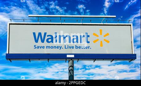 Advertisement billboard displaying logo of Walmart Stock Photo - Alamy