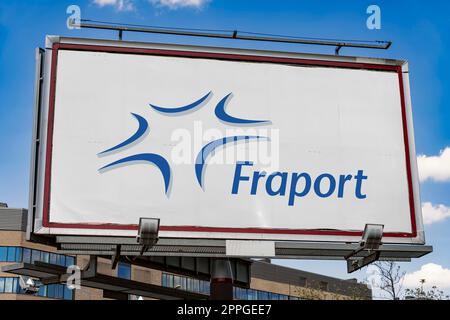 Advertisement billboard displaying logo of Fraport AG Stock Photo - Alamy