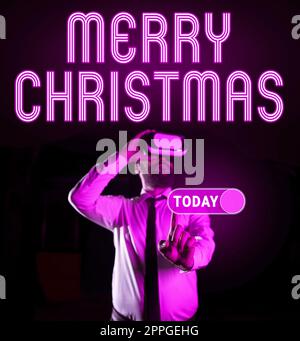 Text sign showing Merry Christmas. Business approach annual tradition ...