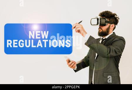 Handwriting text New Regulations, Business overview rules made by a ...