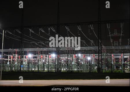 A substation in Austria at night Stock Photo - Alamy