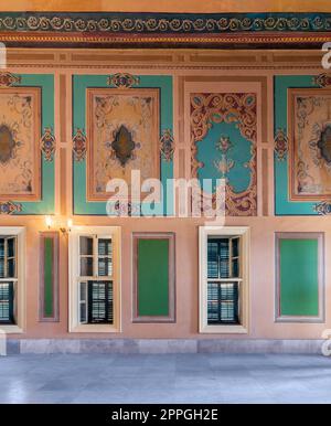 Royal era historic Manasterly Palace with decorated ceiling and big ...