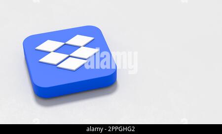 Dropbox Logo 3D Symbol Shape on Plastered Light Gray Background with ...