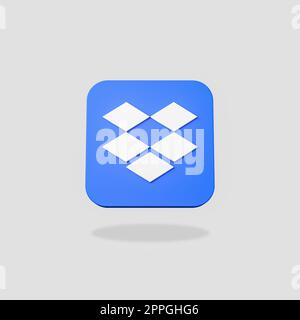 Dropbox Logo 3D Shape Isolated on Flat Light Gray Background with ...