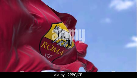 The flag of AS Roma waving Stock Photo - Alamy