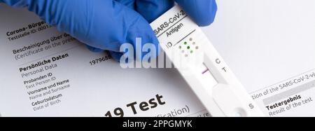 Express corona test. Negative covid antigen test Stock Photo - Alamy