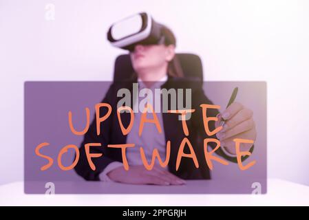 Writing displaying text Update. Business showcase up to date as by ...