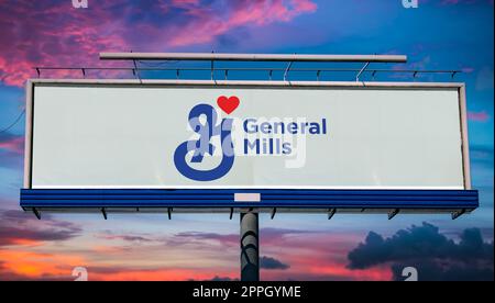 Advertisement billboard displaying logo of General Mills Stock Photo ...