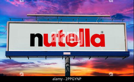 Advertisement billboard displaying logo of Nutella Stock Photo - Alamy