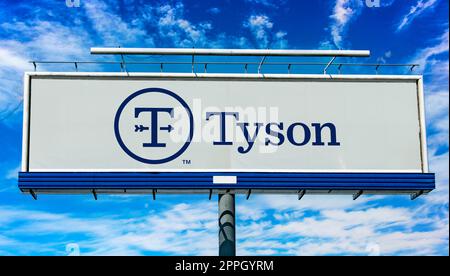 Advertisement billboard displaying logo of Tyson Foods Stock Photo - Alamy