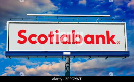 Advertisement billboard displaying logo of Scotiabank Stock Photo - Alamy