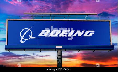 Advertisement billboard displaying logo of The Boeing Company Stock ...
