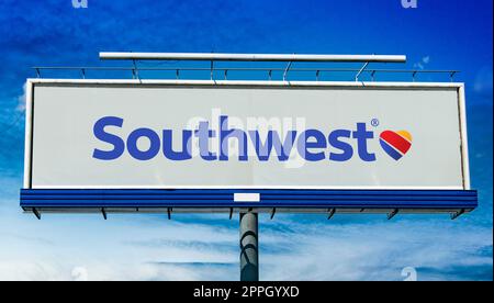 Advertisement billboard displaying logo of Southwest Airlines Stock ...
