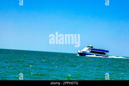 Boat trip speed boat ferry from ChiquilÃ¡ to Holbox Mexico Stock Photo ...