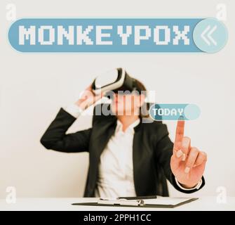 Conceptual caption Monkeypox. Word for poxvirus of Africa caused by ...