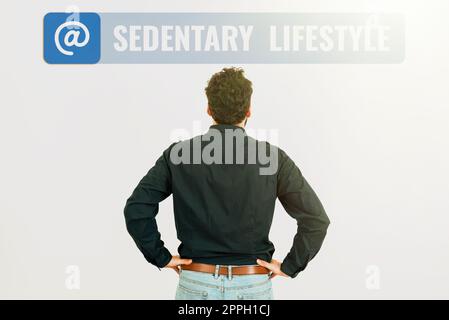 Text caption presenting Sedentary Lifestyle. Internet Concept ways and ...
