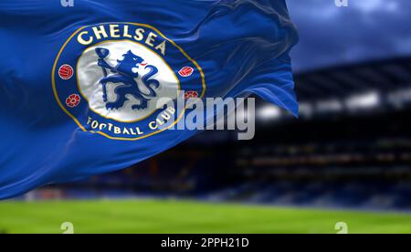 Close-up of the Chelsea Football Club flag waving Stock Photo - Alamy