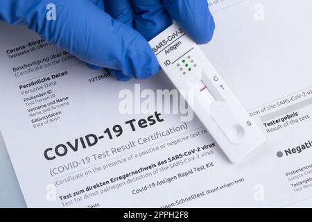 Negative test result by using rapid test device for COVID-19 Stock ...