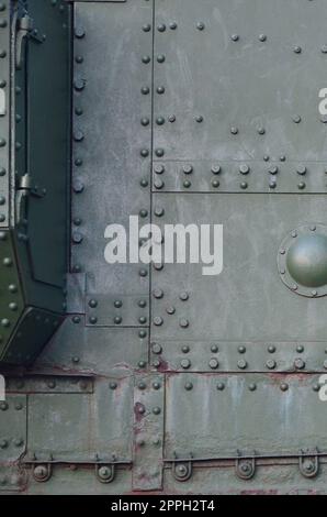 Texture of tank side wall, made of metal and reinforced with a ...
