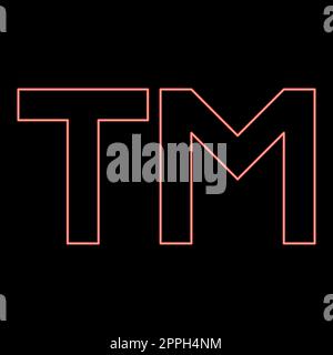 Neon tM letter trademark red color vector illustration image flat style ...