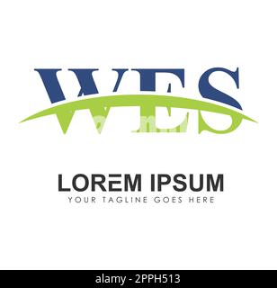 Monogram Logo Initial Letters WES Sign illustration in white background ...