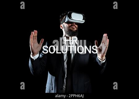 Text sign showing Hr Solutions. Conceptual photo Outsourced Human ...