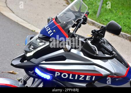 Police motorcycle in Linz Stock Photo - Alamy