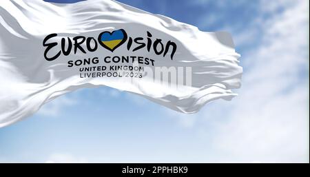 The Flag of the Eurovision Song Contest 2023 flying Stock Photo - Alamy