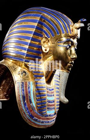 Tutankhamun's golden mask. Funerary mask of Tutankhamun. Isolated on ...
