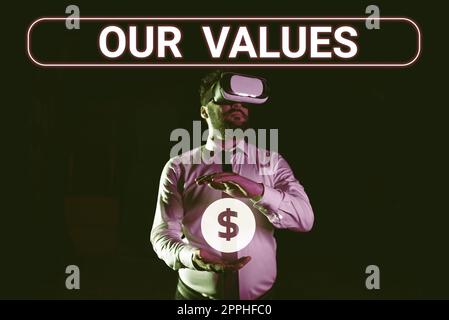 Sign displaying Core Values. Concept meaning principles which guide and ...