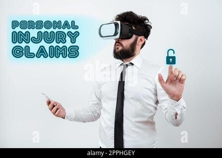 Hand writing sign Personal Injury Claims. Business concept being hurt ...