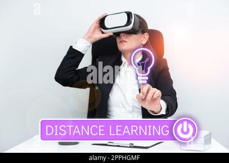 Text sign showing Distance Learning. Word Written on educational ...