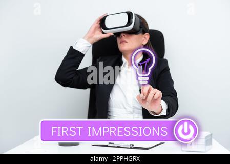 Writing displaying text First Impressions, Business idea What a person ...