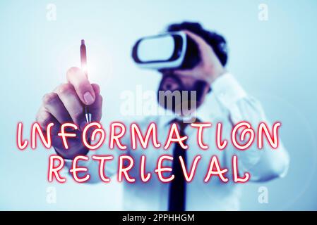 Writing displaying text Information Retrieval. Internet Concept A place ...