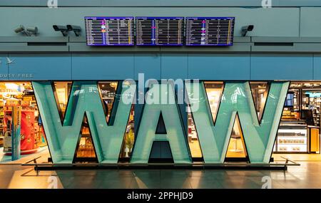 WAW Sign in the Warsaw Chopin Airport Stock Photo - Alamy