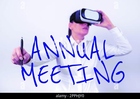 Conceptual caption Annual Meeting. Concept meaning Yearly gathering of ...