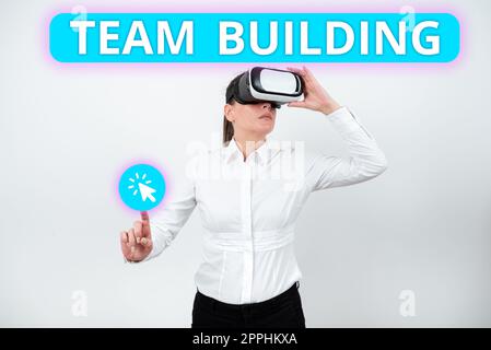 Conceptual caption Team Building. Business showcase Types of activities ...