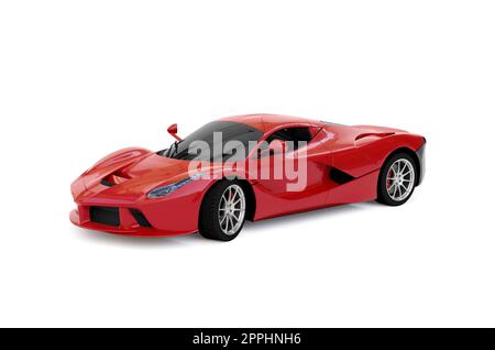 Scarlet red elegant sports car 3DAbstract room white background. 3d ...