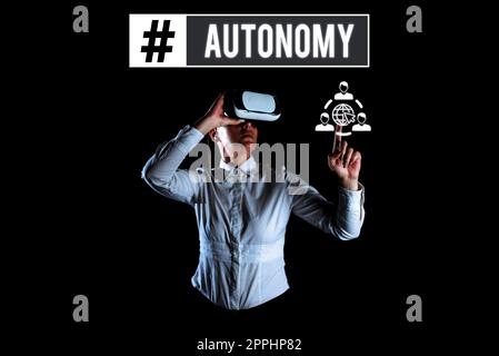 Text showing inspiration Autonomy. Word Written on vehicle that can ...