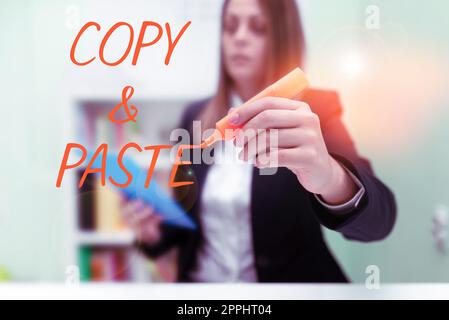 Hand writing sign Copy Paste, Business overview an imitation ...