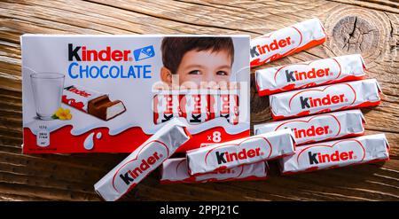 Kinder Chocolate, a confectionery product brand by Ferrero Stock Photo ...