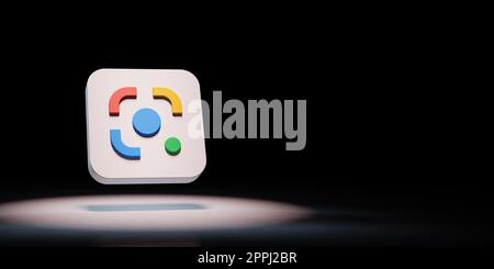 Google Lens App Icon 3D Symbol Shape Spotlighted on Black Background ...